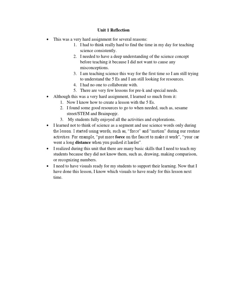 Unit Reflection | PDF