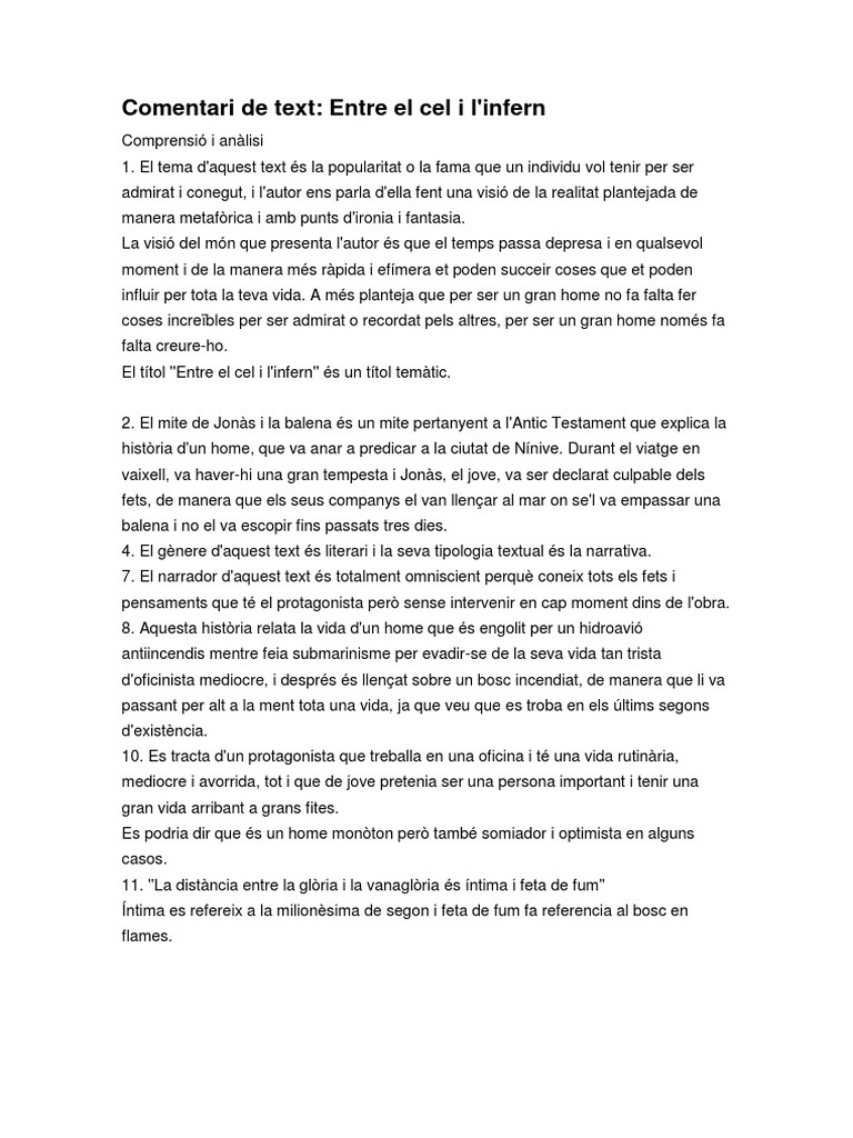 Comentari de Text | PDF