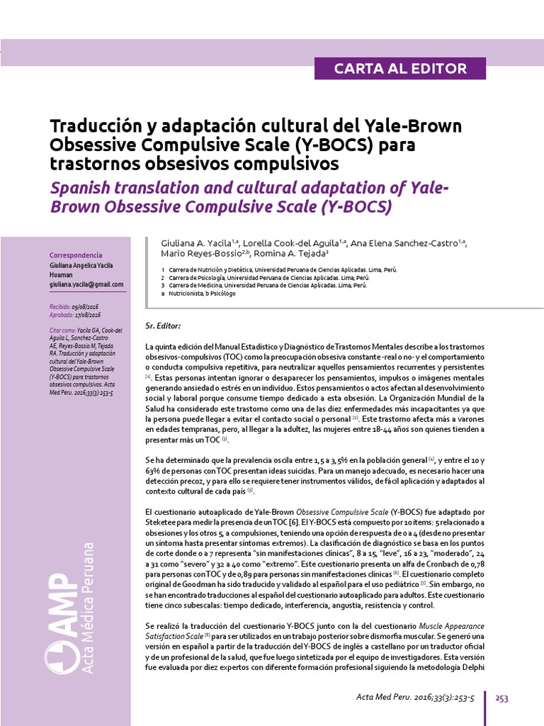 Y-bocs TOC inventory.pdf | Psicología clínica | Sicología y ciencia ...