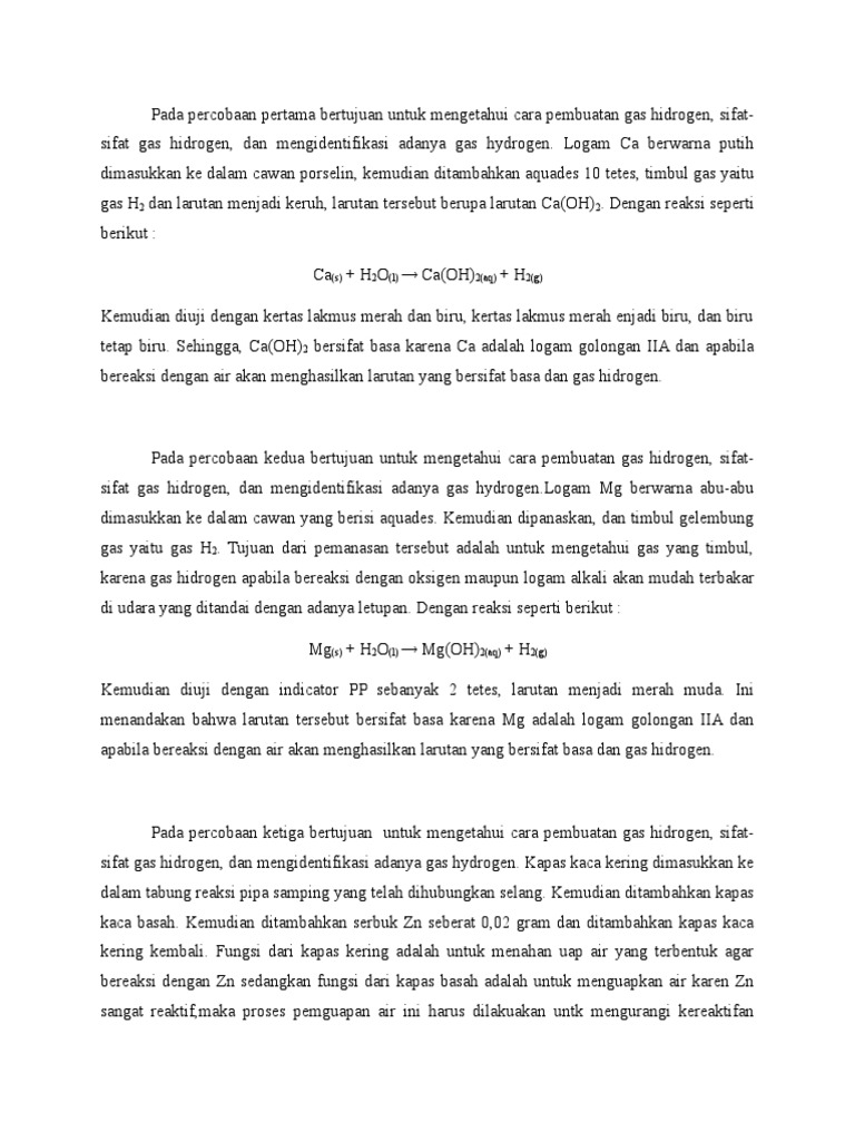 Pembahasan Analisis Hidrogen Oksigen | PDF | Metode & Bahan Ajar | Sains & Matematika