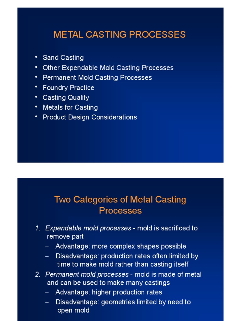 Metal Casting Processes | PDF | Casting (Metalworking) | Foundry