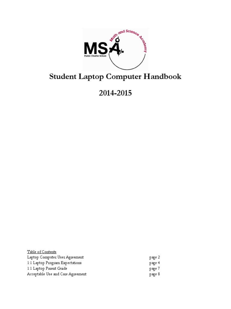 Student Laptop Handbook 2014-2015 | PDF | Internet | Learning