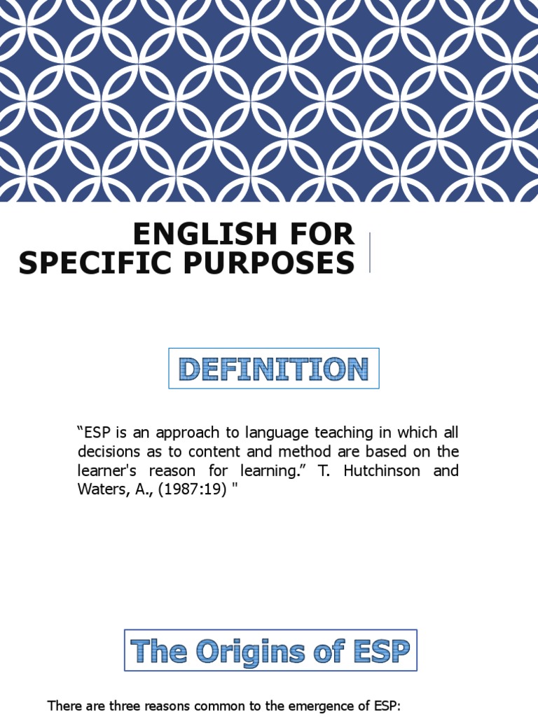 English For Specific Purposes | PDF | English As A Second Or Foreign ...