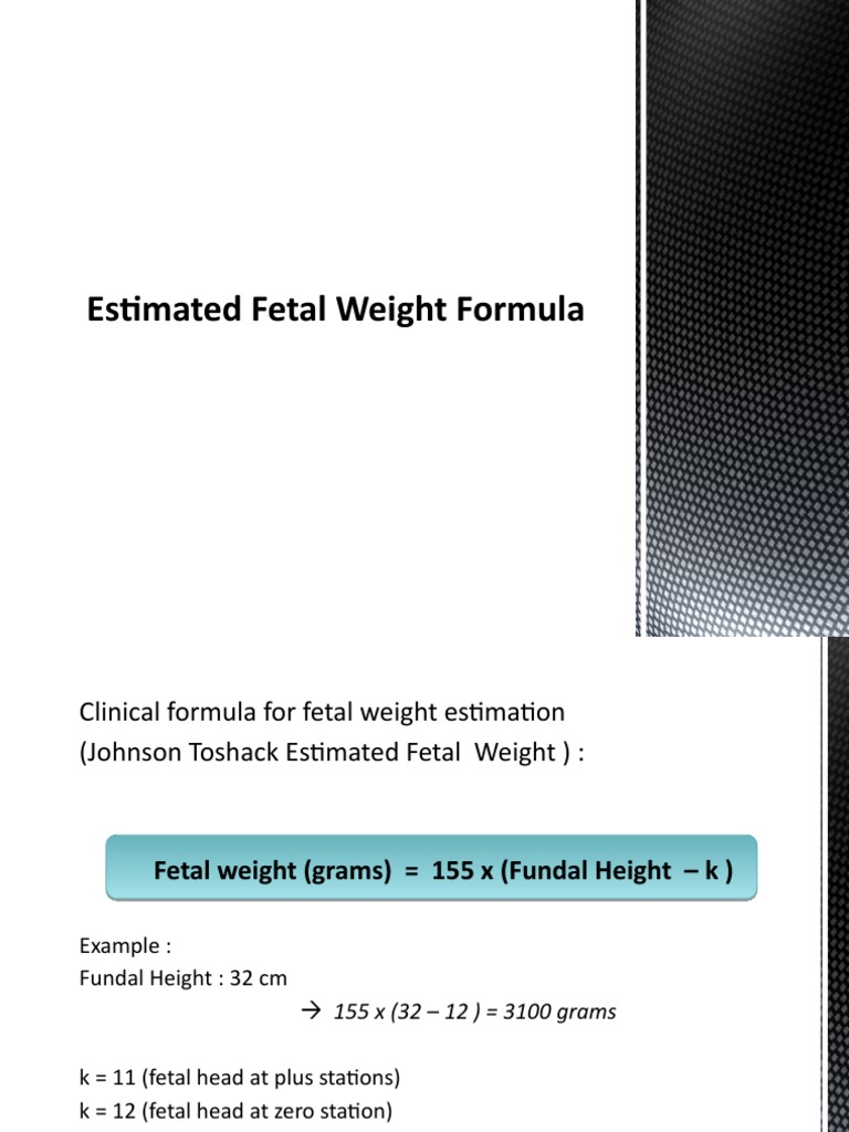Johnson's Formula for Fetal Weight | PDF | Nature | Teaching Mathematics