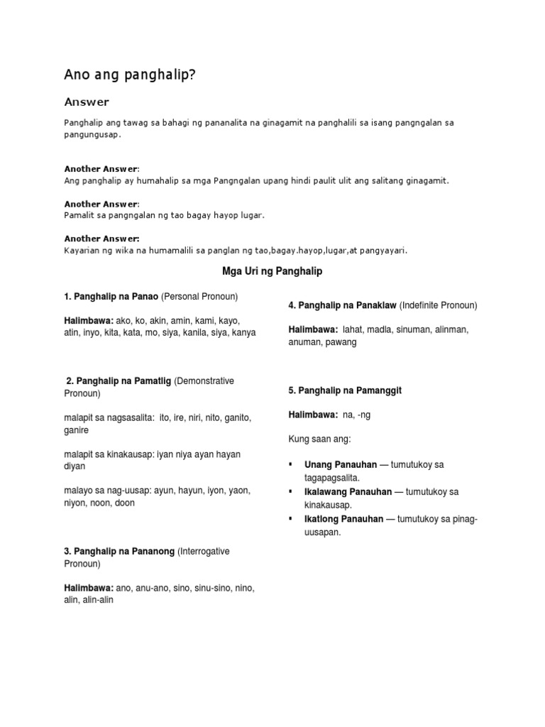 Ano Ang Panghalip | PDF