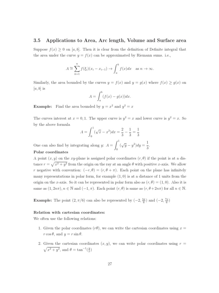 Applications of Calculus | PDF | Coordinate System | Integral