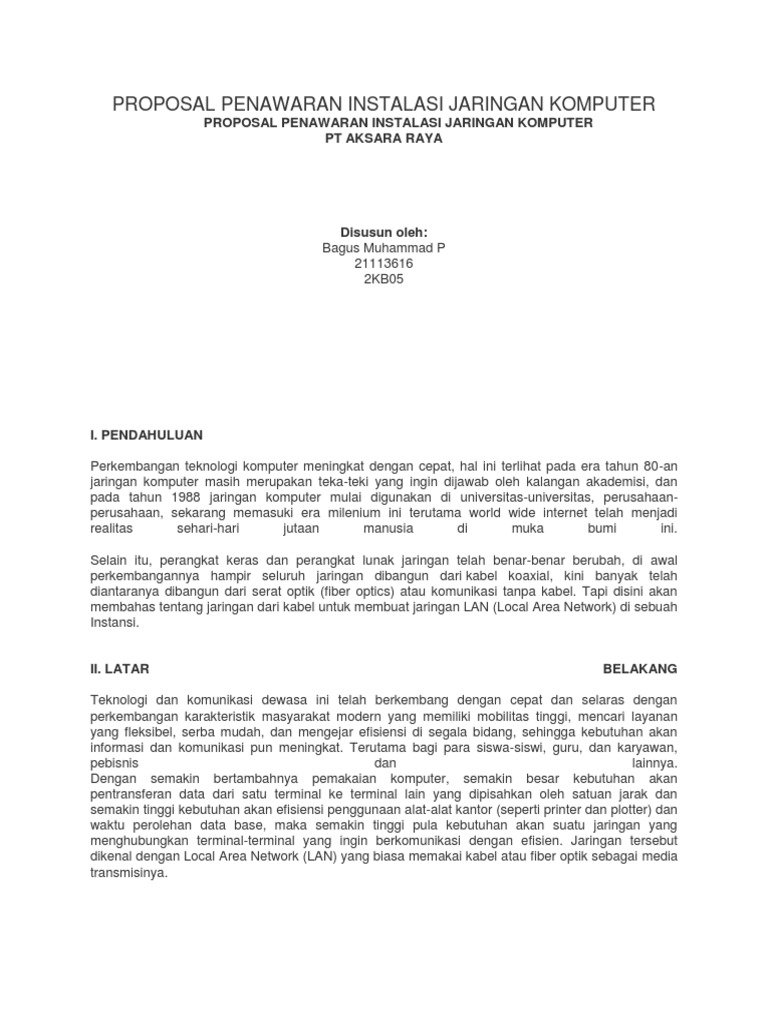 Proposal Penawaran Instalasi Jaringan Komputer | PDF