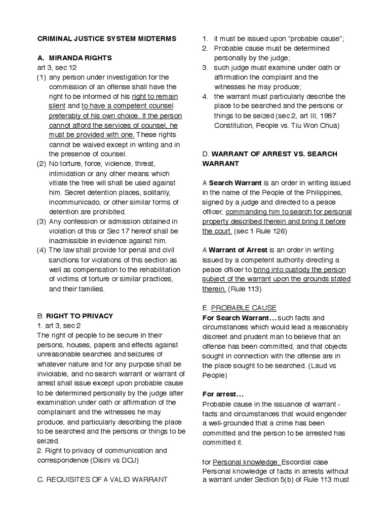 Analysis of Key Criminal Justice Procedures and Constitutional ...