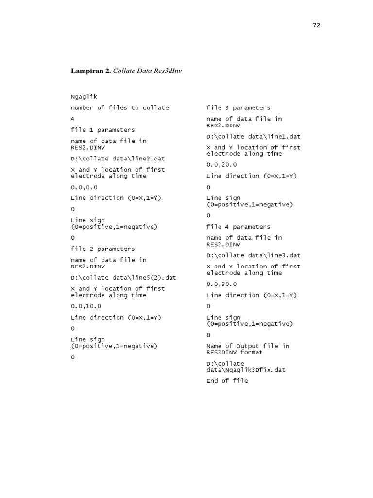 Lampiran 2. Collate Data Res3Dinv | PDF