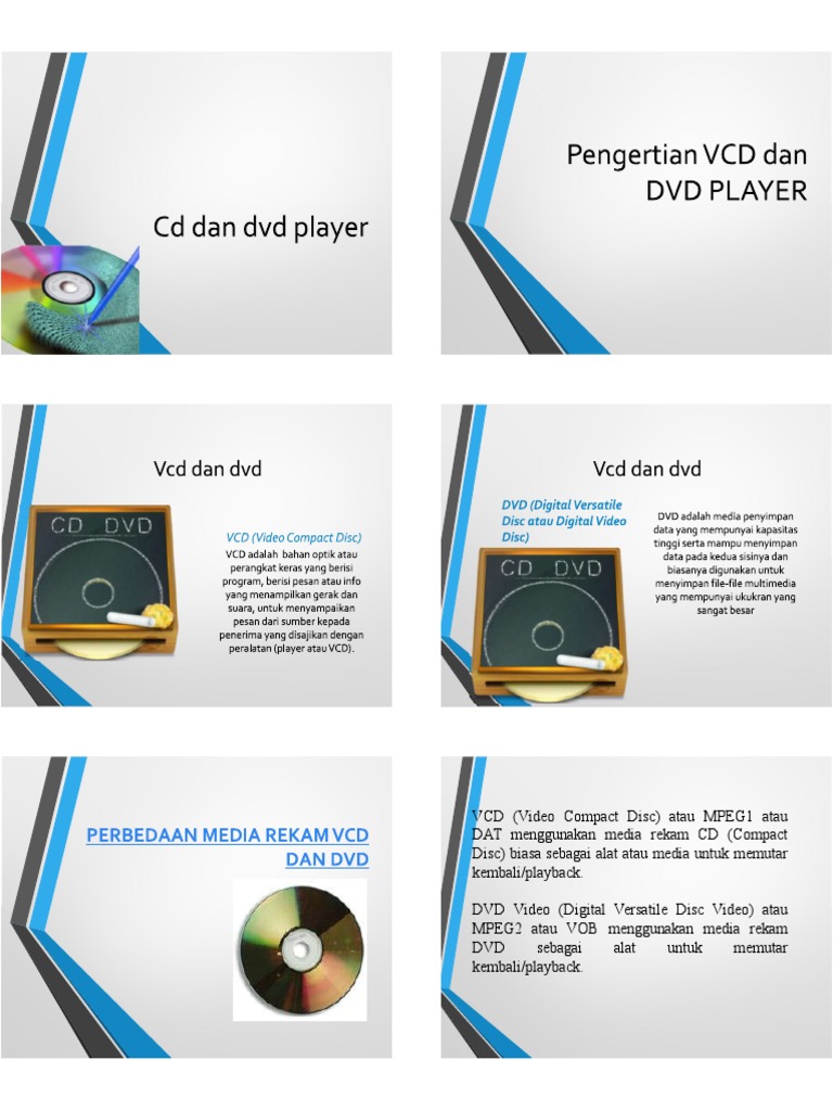 Perbandingan VCD dan DVD: Media dan Kapasitas | PDF