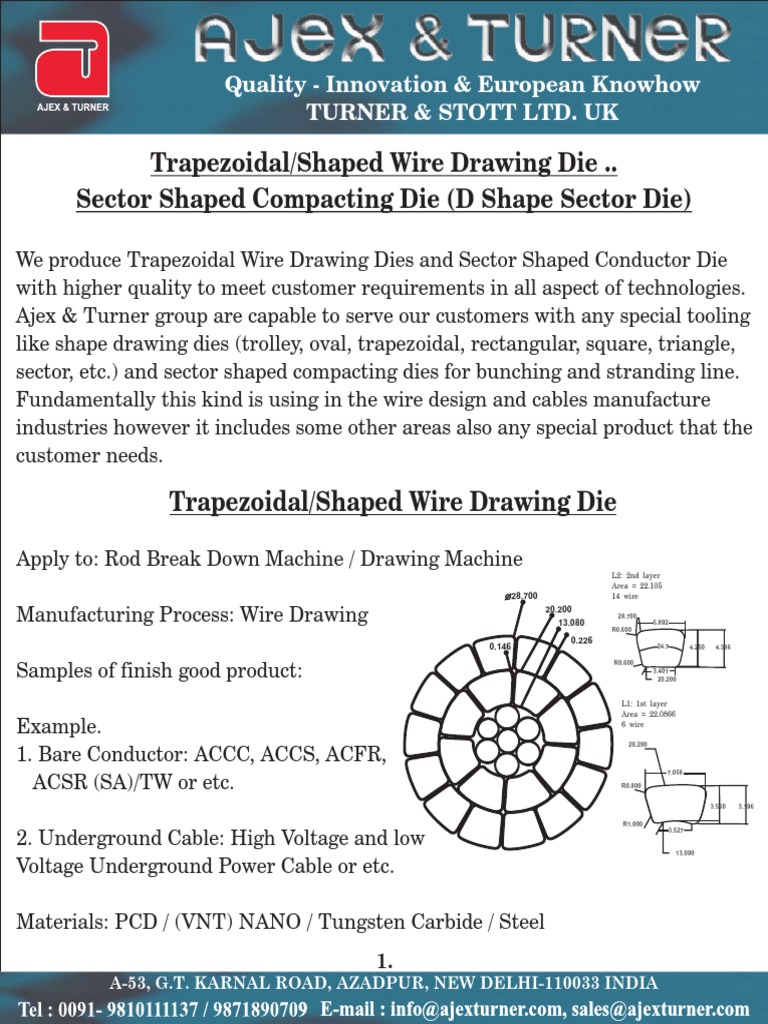 Trapezoidal Wire Drawing Dies and Sector Shaped Conductor Dies for ...