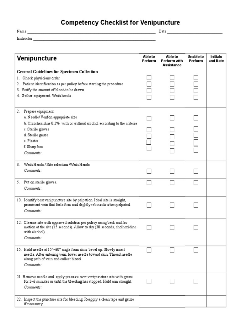 Final I. Competency-checklist-Venipuncture (1) | Medicine | Clinical ...