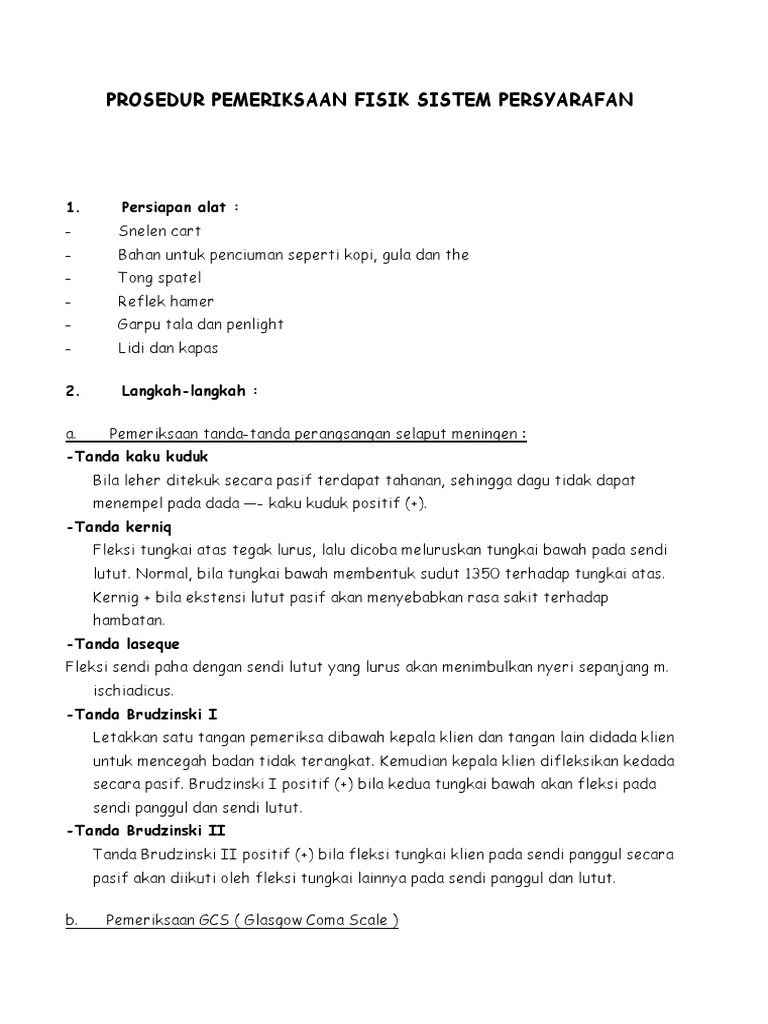 Pemeriksaan Tanda Kernig dan Refleks | PDF