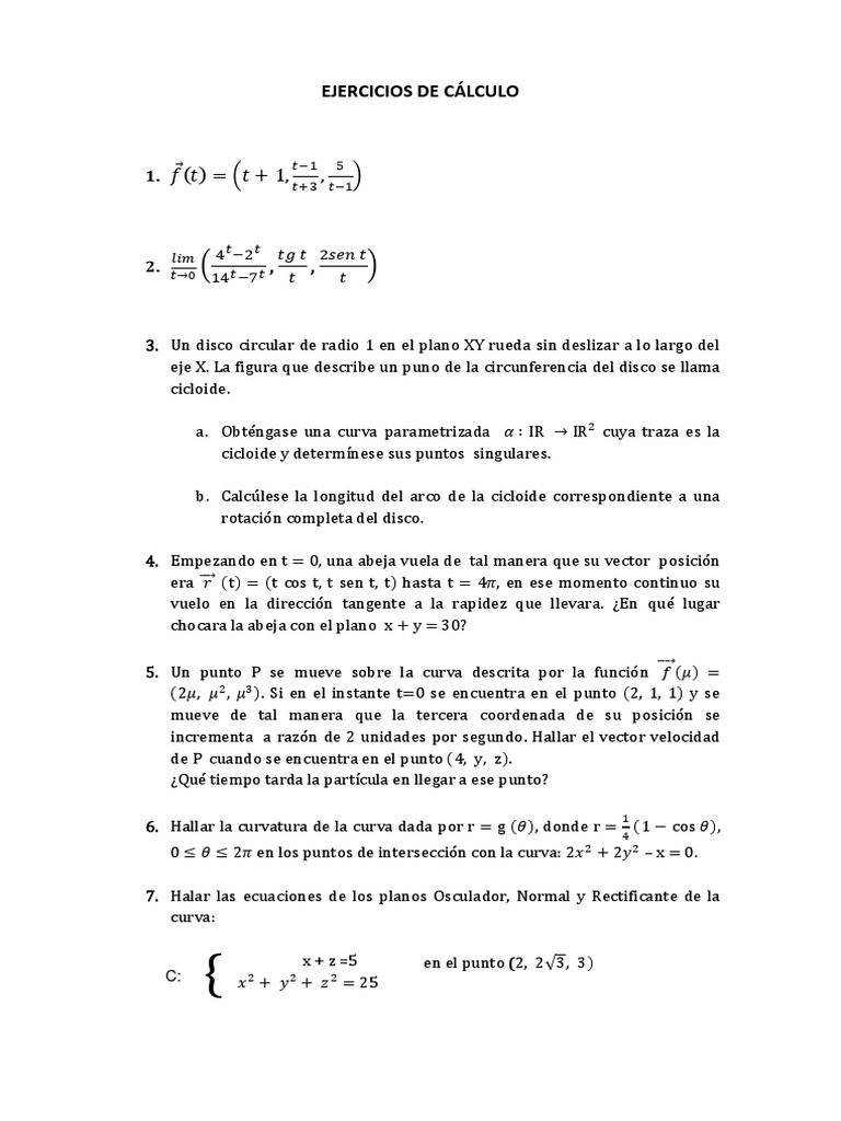 CALCULO Ejercicios | PDF