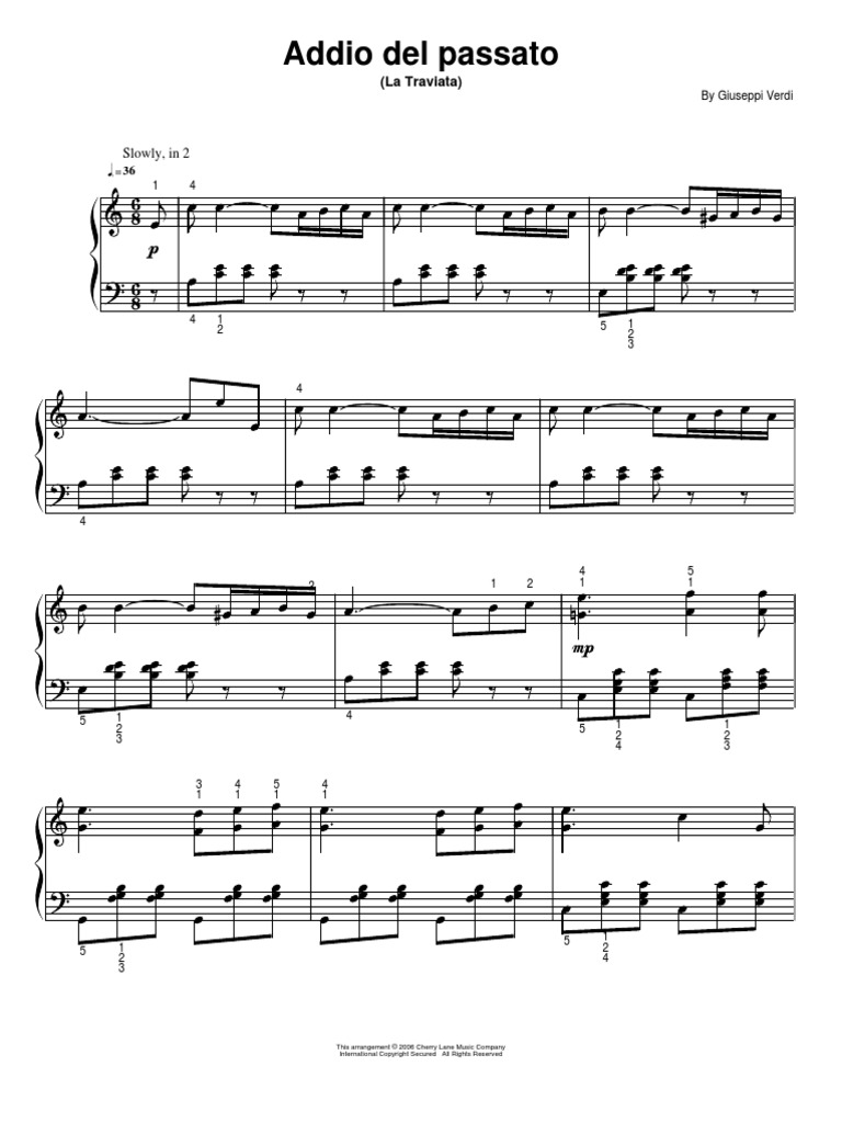 Addio Del Passato | PDF