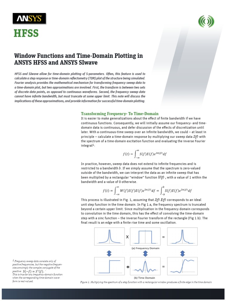 Window Functions and Time-Domain Plotting in ANSYS HFSS and ANSYS SIwave | PDF | Spectral ...