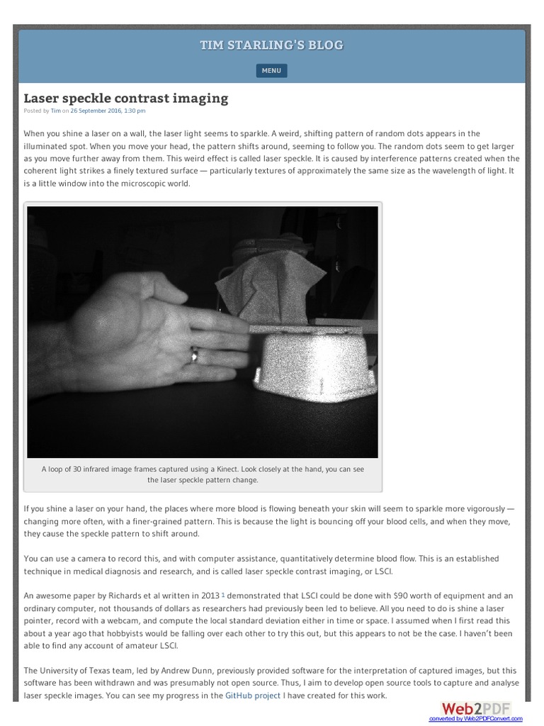 Laser Speckle Contrast Imaging: Tim Starling'S Blog | PDF | Raw Image ...