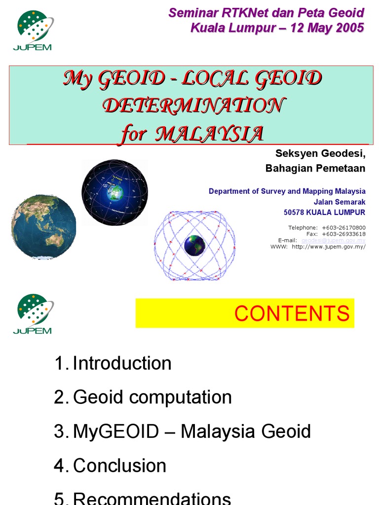 My Geoid - Local Geoid Determination For Malaysia | PDF | Sea Level ...