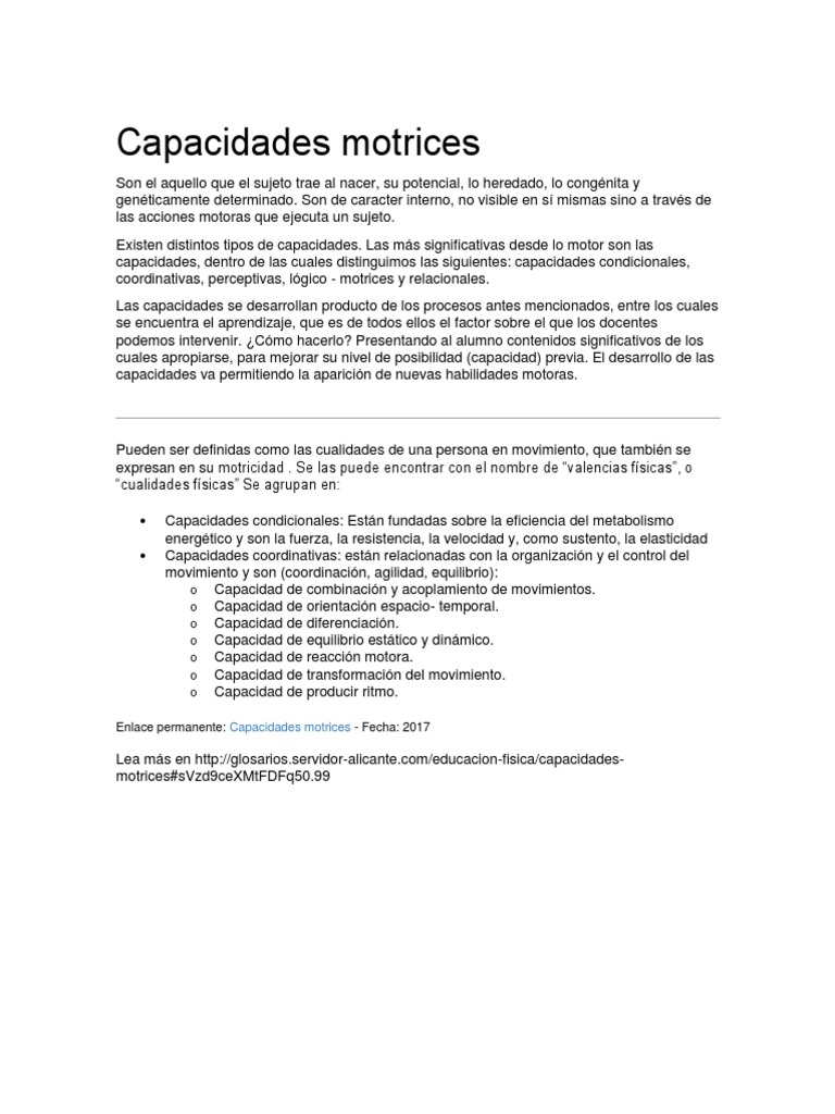 Capacidades Motrices Basicas | PDF