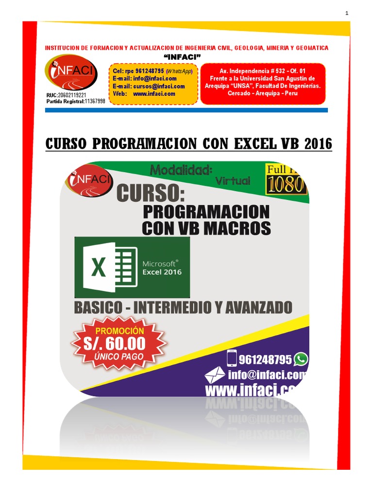 Infaci Programacion en Excel VB Macros | PDF | Macro (informática) | Microsoft Excel