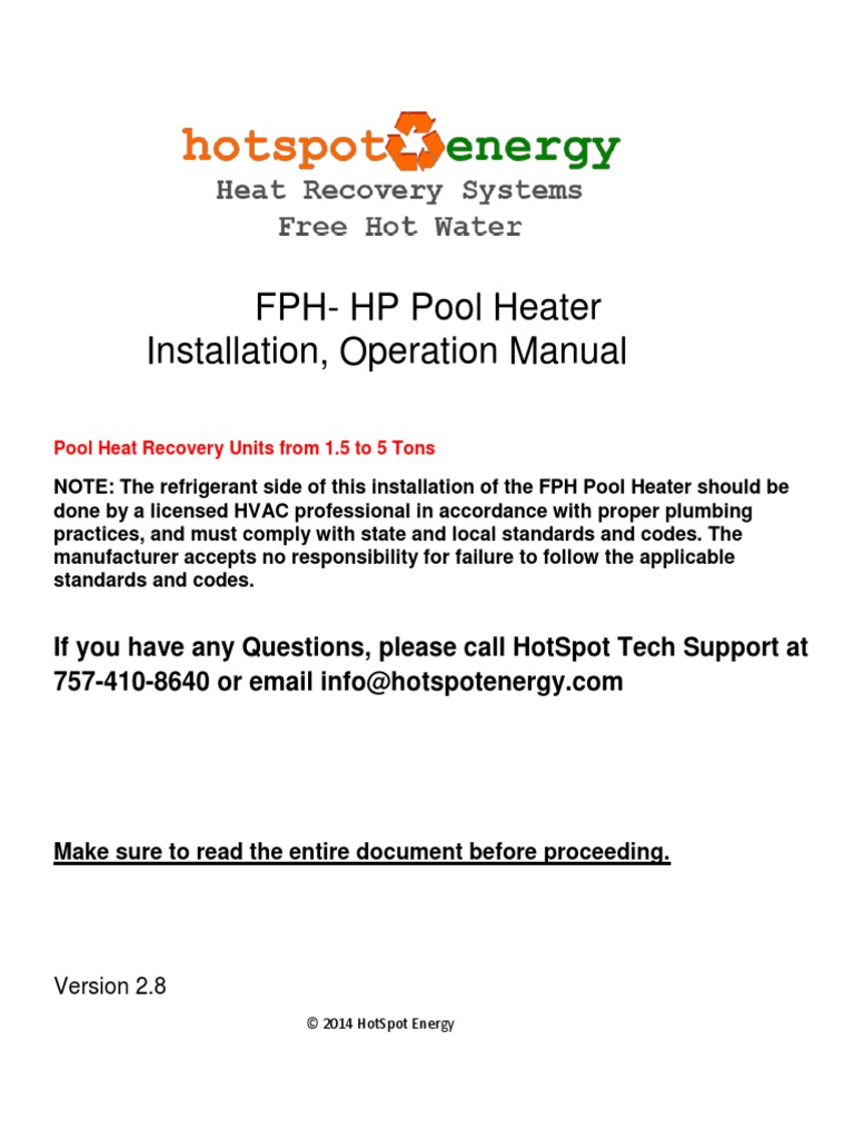 FPH-HP Install Manual V2.8 | PDF | Relay | Heat Exchanger