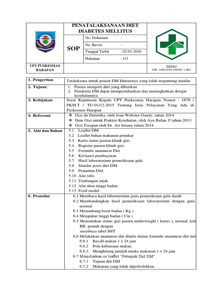 Sop Diet DM | PDF | Kesehatan Holistik