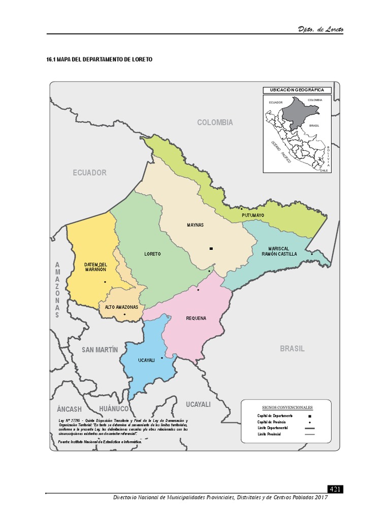Mapa Político del Departamento de Loreto | PDF | América del Sur | Perú