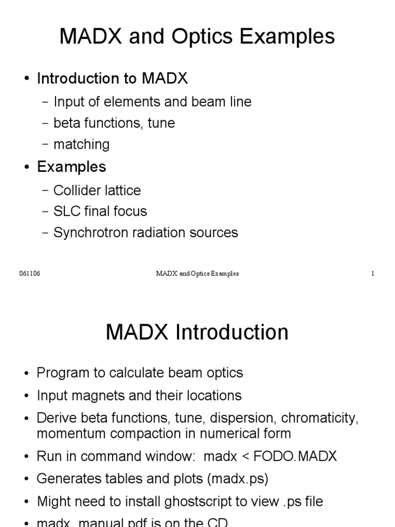 MADX Tutorial | PDF | Experimental Physics | Applied And ...
