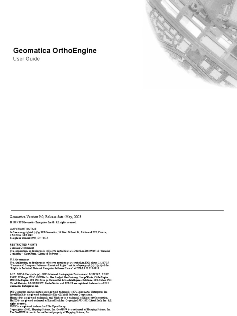 GEOMATICA Ortho Engine PDF | PDF | Stereoscopy | Databases
