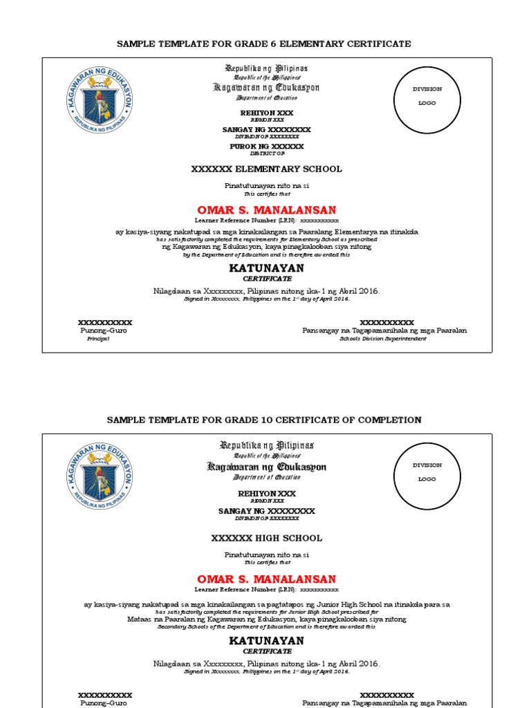 DepEd Forum - Certificate of Completion and Diploma Templates For ...