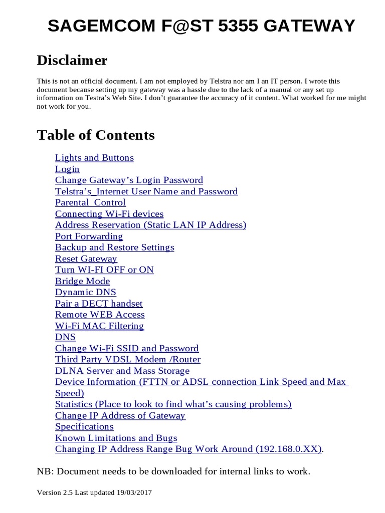 SAGEMCOM F@ST 5355 Setup Guide | PDF | Wi Fi | Ip Address