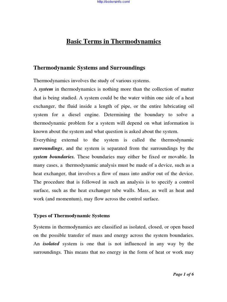 Thermodymnamics Basic Terms | PDF | Thermodynamics | Thermodynamic ...