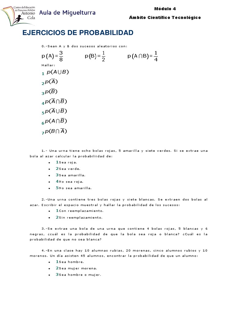ejercicios_probabilidad | Probabilidad | Probabilidades y estadísticas