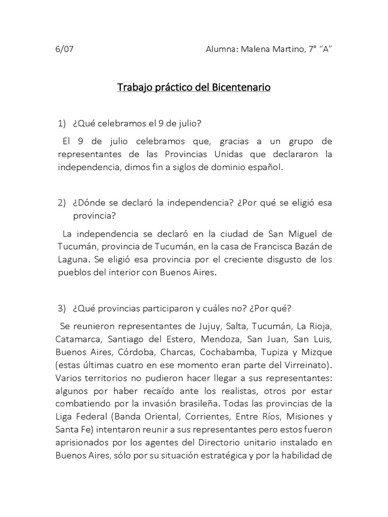 La declaración de la independencia argentina y su significado para la ...