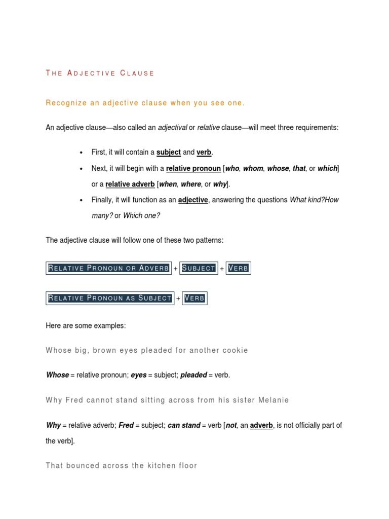 Understanding Adjective Clauses: Their Structure, Function, and ...