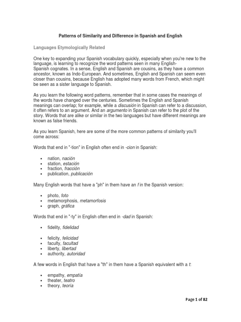 Similarities and Differences Between English and Spanish: A Guide to ...