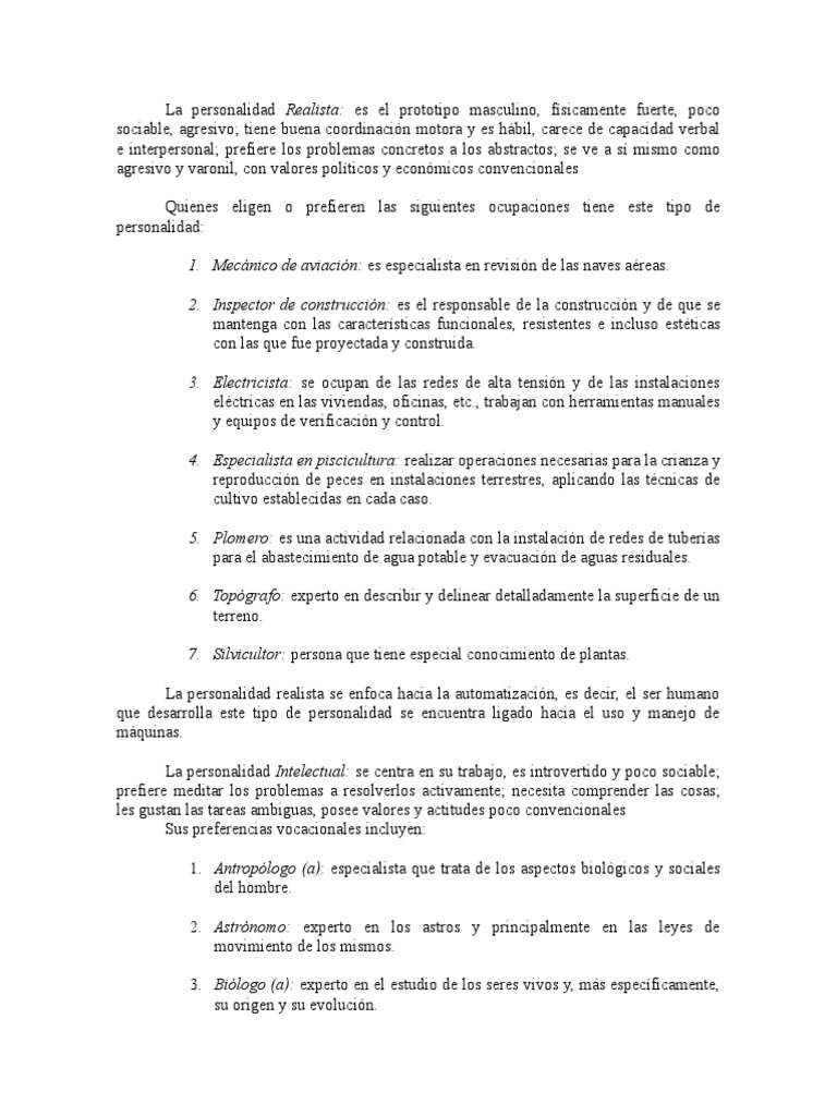 Tipos de Personalidad y Vocaciones | PDF | Liderazgo | Sicología