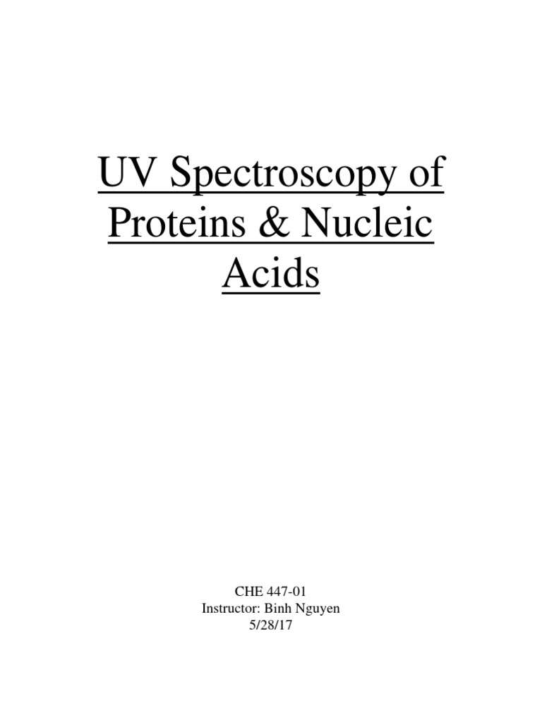 UV Spectroscopy of Proteins | PDF | Ultraviolet–Visible Spectroscopy ...