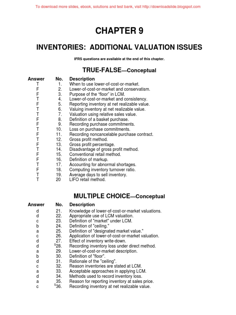 Chapter 8 - Test Bank | PDF | Inventory Valuation | Inventory