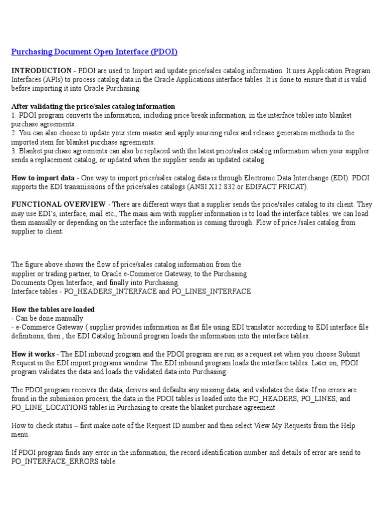 Purchasing Document Open Interface | PDF | Electronic Data Interchange ...