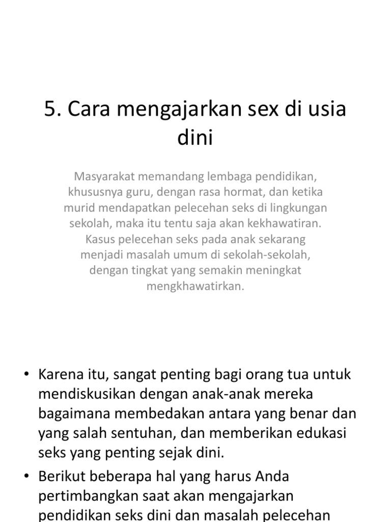 5 Cara Mengajarkan Sex Di Usia Dini Power Point Pdf