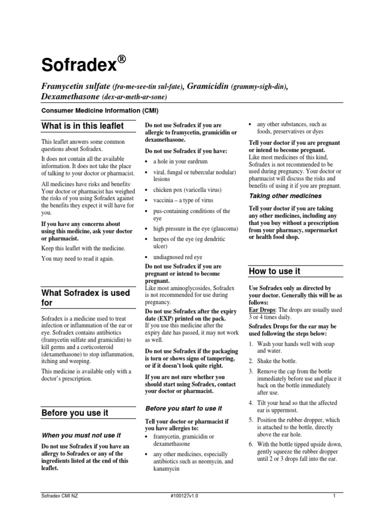 Sofradex | PDF | Dose (Biochemistry) | Chemistry