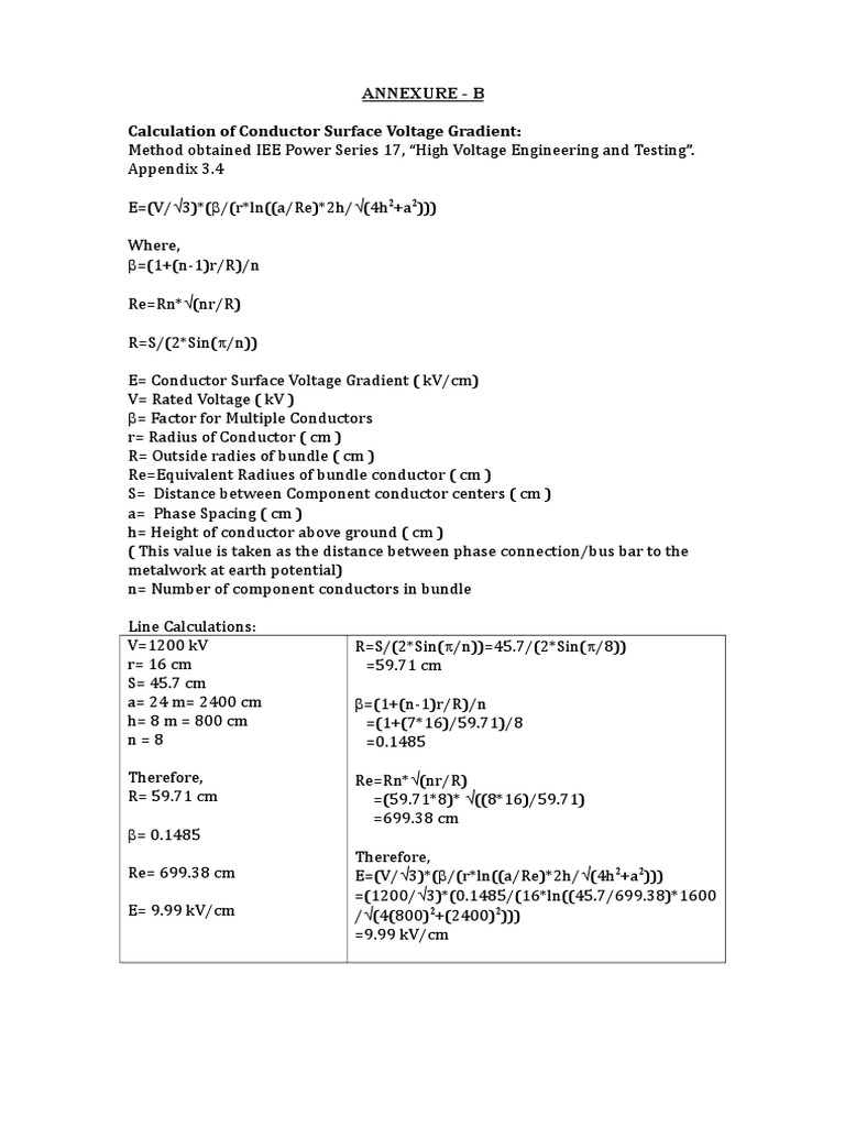 Voltage Gradient Calculation | PDF | Voltage | Physical Quantities