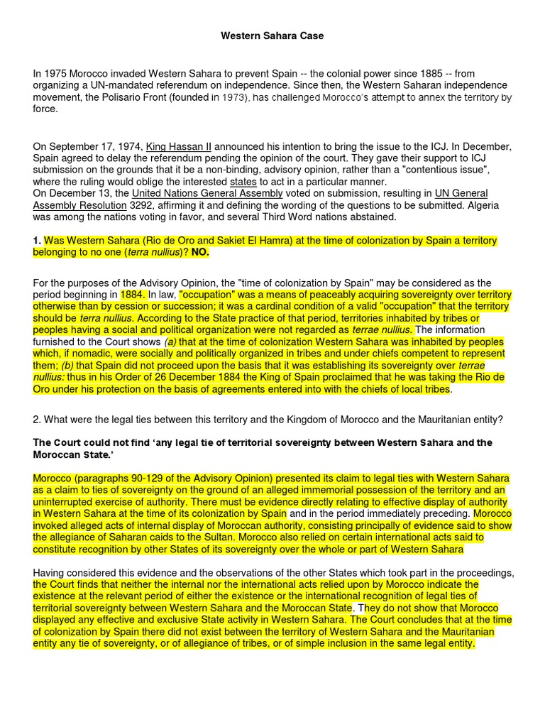Western Sahara Case | Download Free PDF | Western Sahara | Morocco