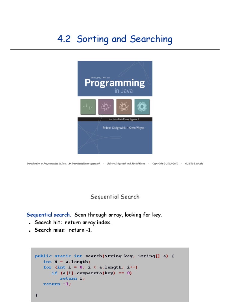 4.2 Sorting and Searching | PDF | String (Computer Science) | Algorithms