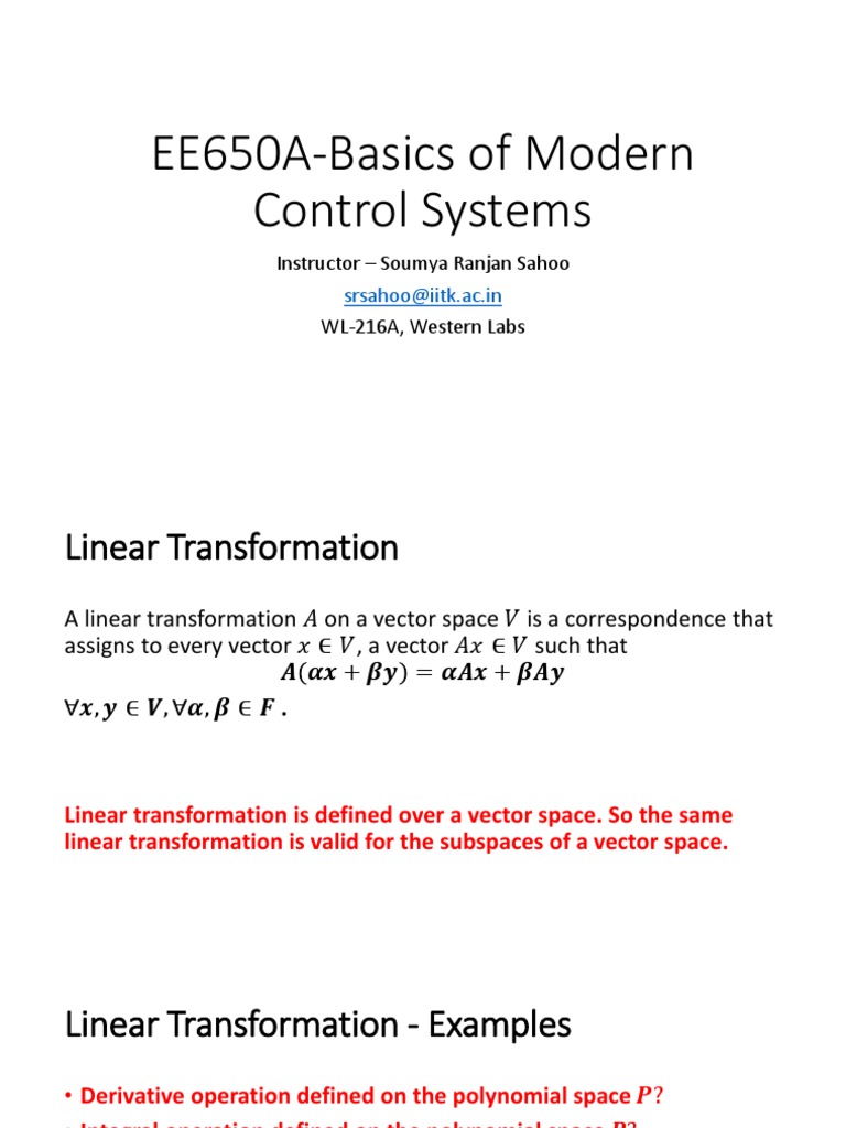 EE650A-Basics of Modern Control Systems: Instructor - Soumya Ranjan ...