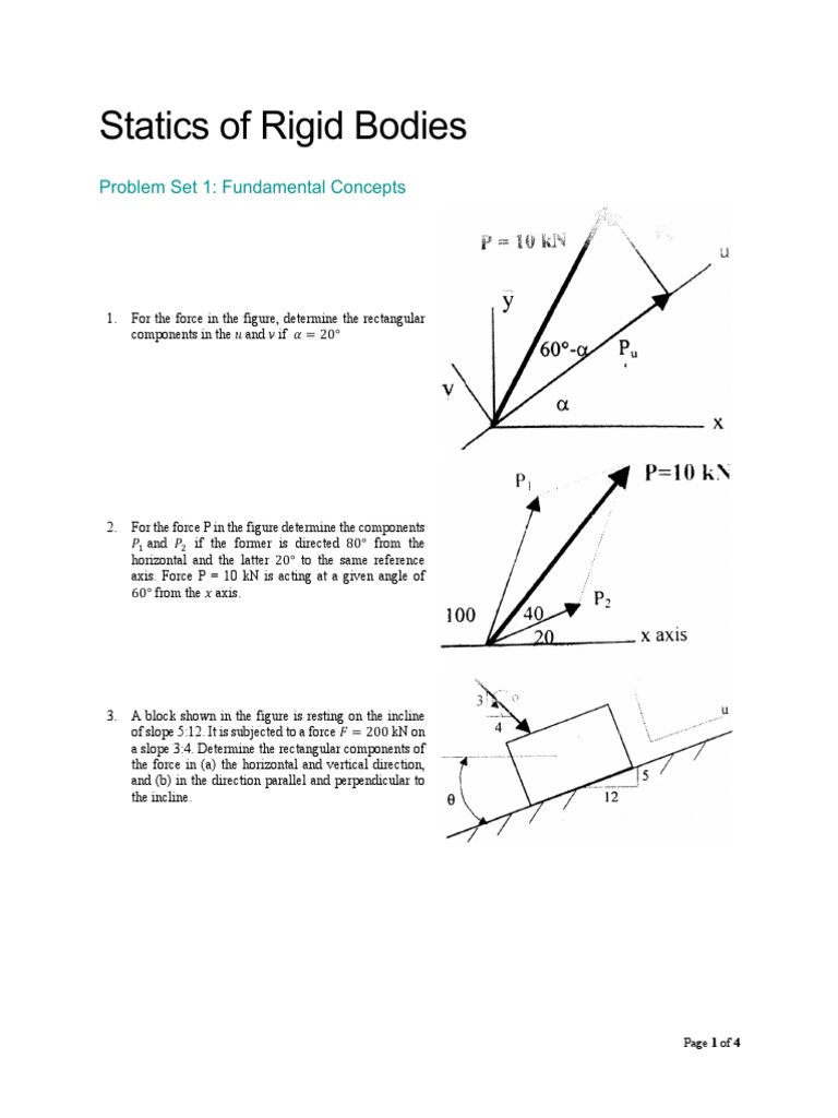 Statics Of Rigid Bodies Fundamental Concepts Pdf Euclidean Vector Cartesian Coordinate