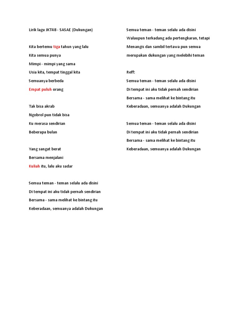Lirik Lagu JKT48 | PDF