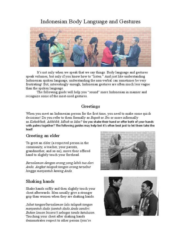 Indonesian Body Language and Gestures | PDF | Indonesian Language ...