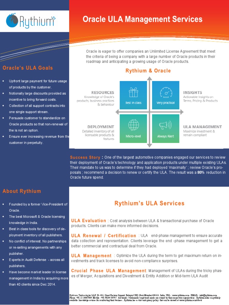 Oracle ULA Services - Brief | PDF | Oracle Corporation | Mergers And ...